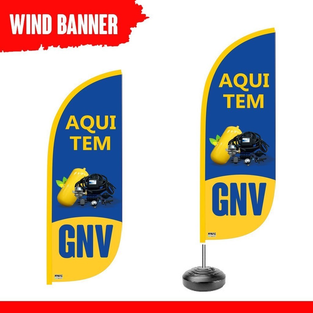 Wind Banner GNV dupla face kit Completo com Haste, base e Bandeira ...