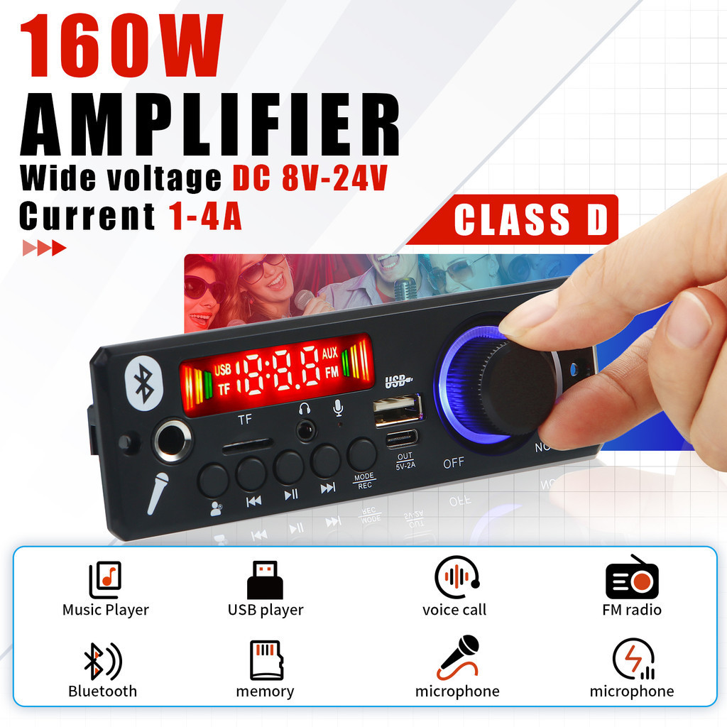Placa Decodificadora MP3 Bluetooth 5.0 2 * 80W Amplificador Reprodutor ...
