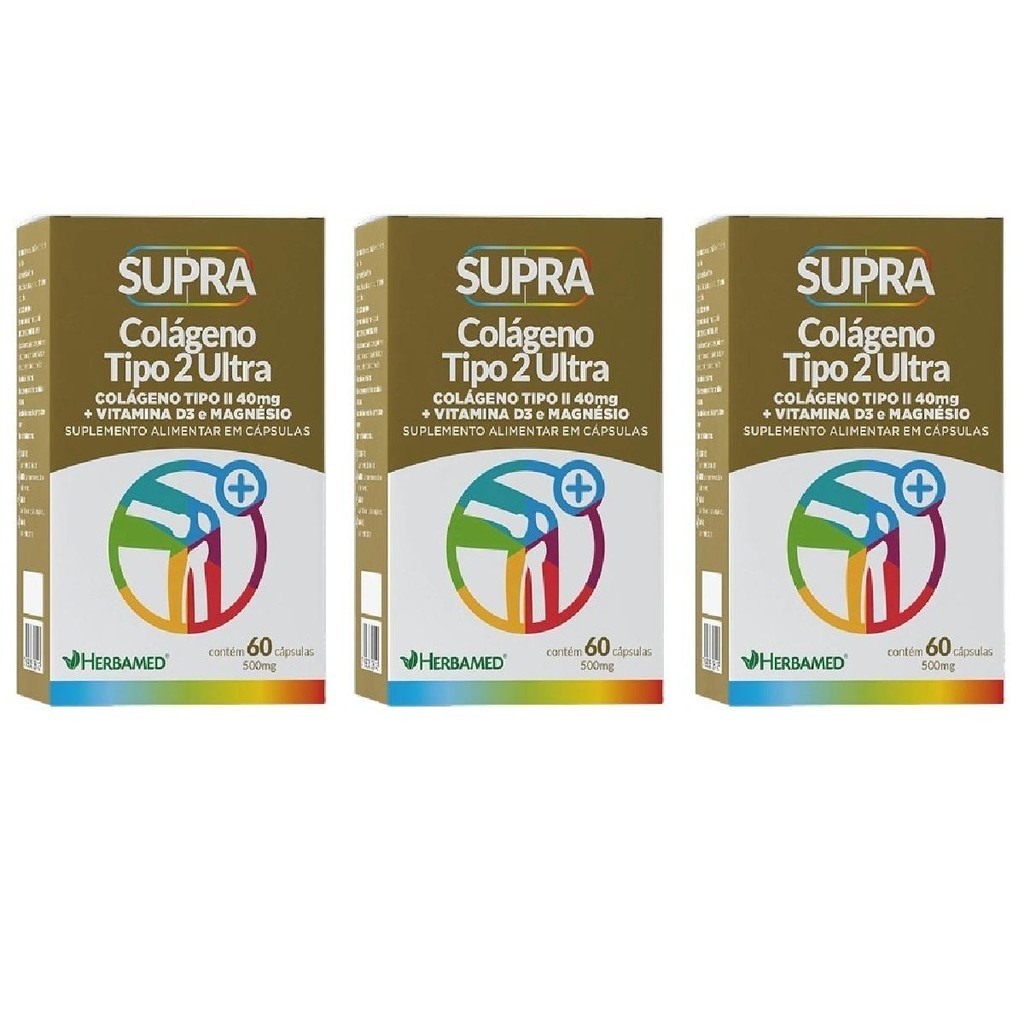 Kit Herbamed Supra Colágeno Tipo II Com 3 Caixas De 60 Cáps | Shopee Brasil