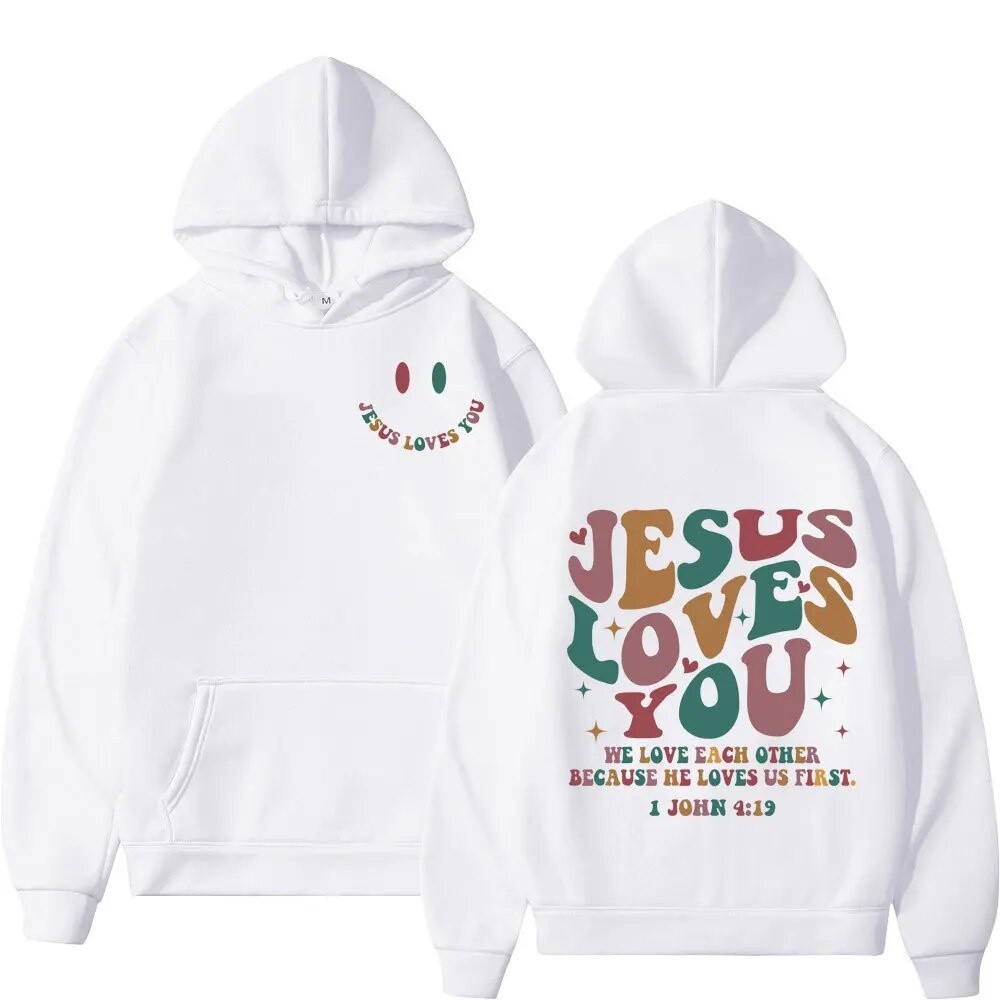 Edição Limitada Jesus Loves You Printed Hoodie Men Y2K Estética ...