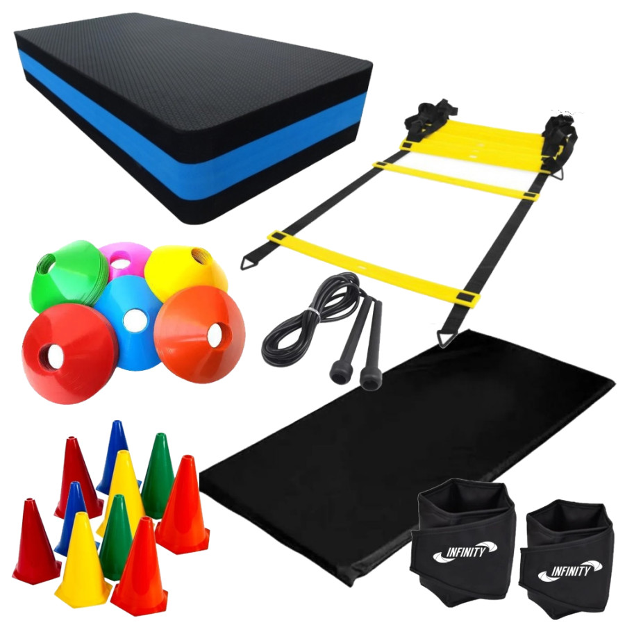 Kit Cross/Funcional C/ 15 Ítens - Escada +Caneleira 4+ Cone+ Prato ...