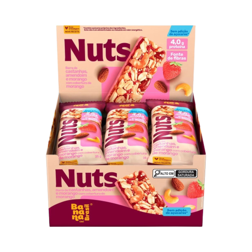 Banana Brasil NutsBar Morango e Choco Branco 25g Dp C/12Un | Shopee Brasil