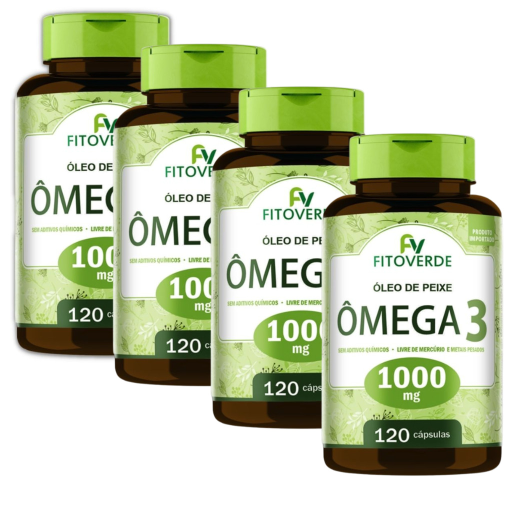 Kit 4 - Ômega 3 1000mg Extra Puro Livre de Mercúrio 120 Cápsulas cada ...