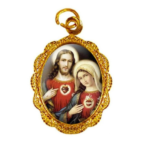 Medalha de Alumínio Sagrado Coração de Jesus e Maria 250 Unid. | Shopee ...