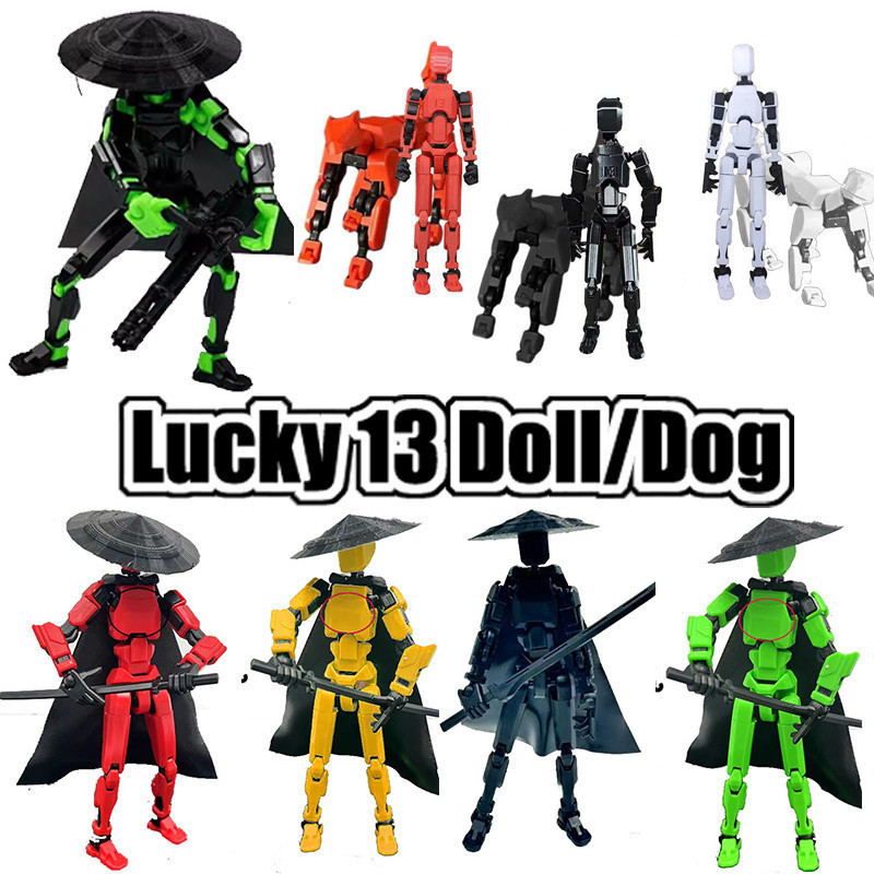 3D Dummy Musha Lucky 13 Dog Assembly Modelo T13 Robô Doll Action Figura ...