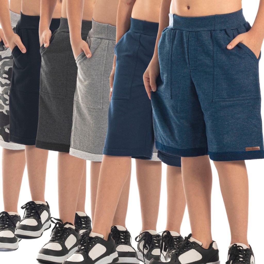 Bermuda Infantil e Juvenil Bolso Quadrado Menino 707-708-709-A | Shopee Brasil