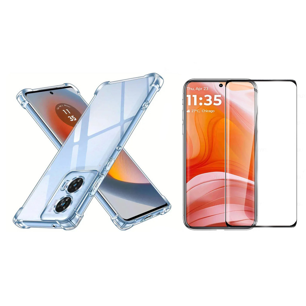 Capa Capinha + Película vidro Curvada Para Moto Edge 50 Pro Ultra ...