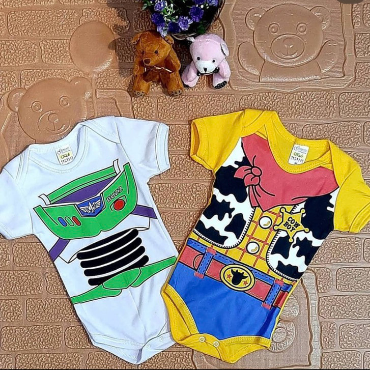 Body Bebê Woody e Buzz Lightyear Toy Story Casual Temático Fantasia ...