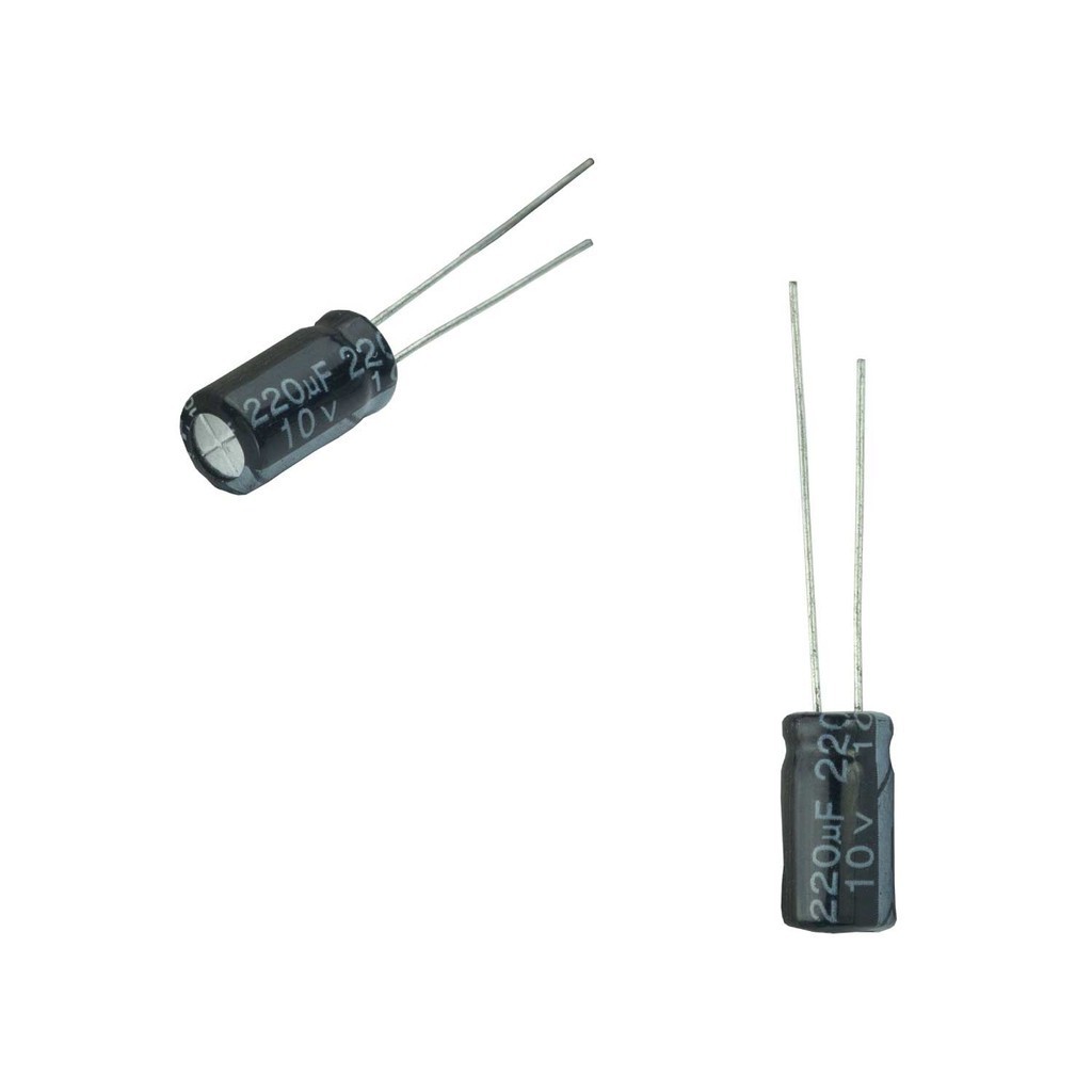 50x Capacitor Eletrolítico 220uf x 10v 105º Kit c/ 50 Peças | Shopee Brasil