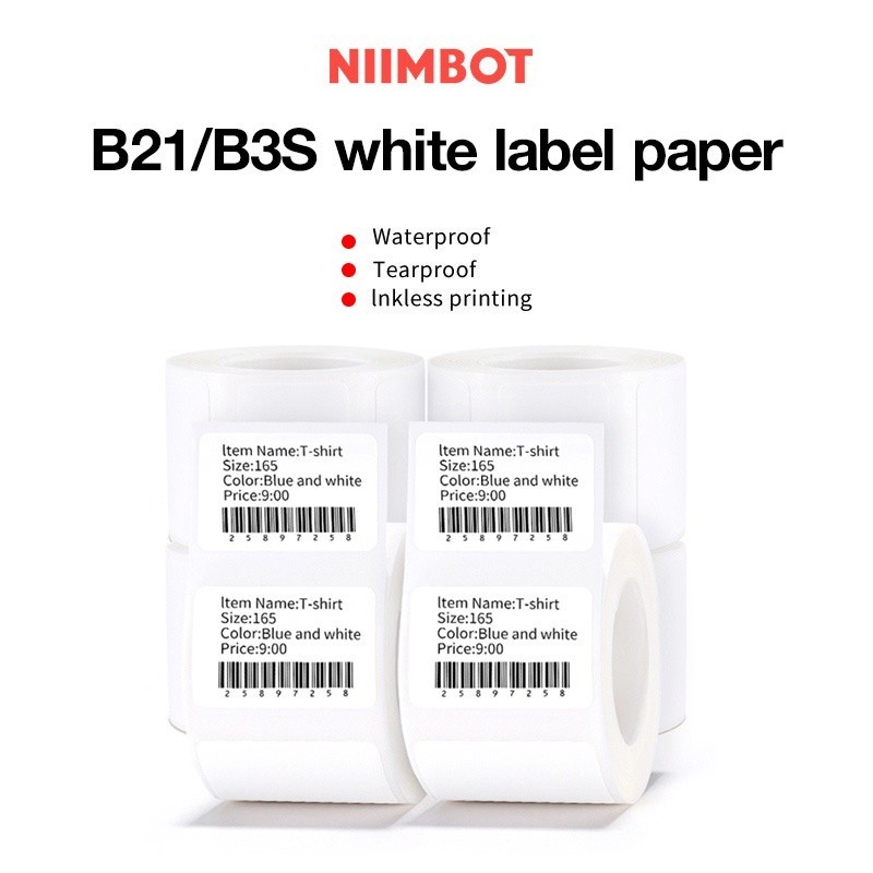 Niimbot B21/B1/B3S Papel Autocolante De Rótulo Térmico Para Impressão Branco 20-50mm De Largura ...