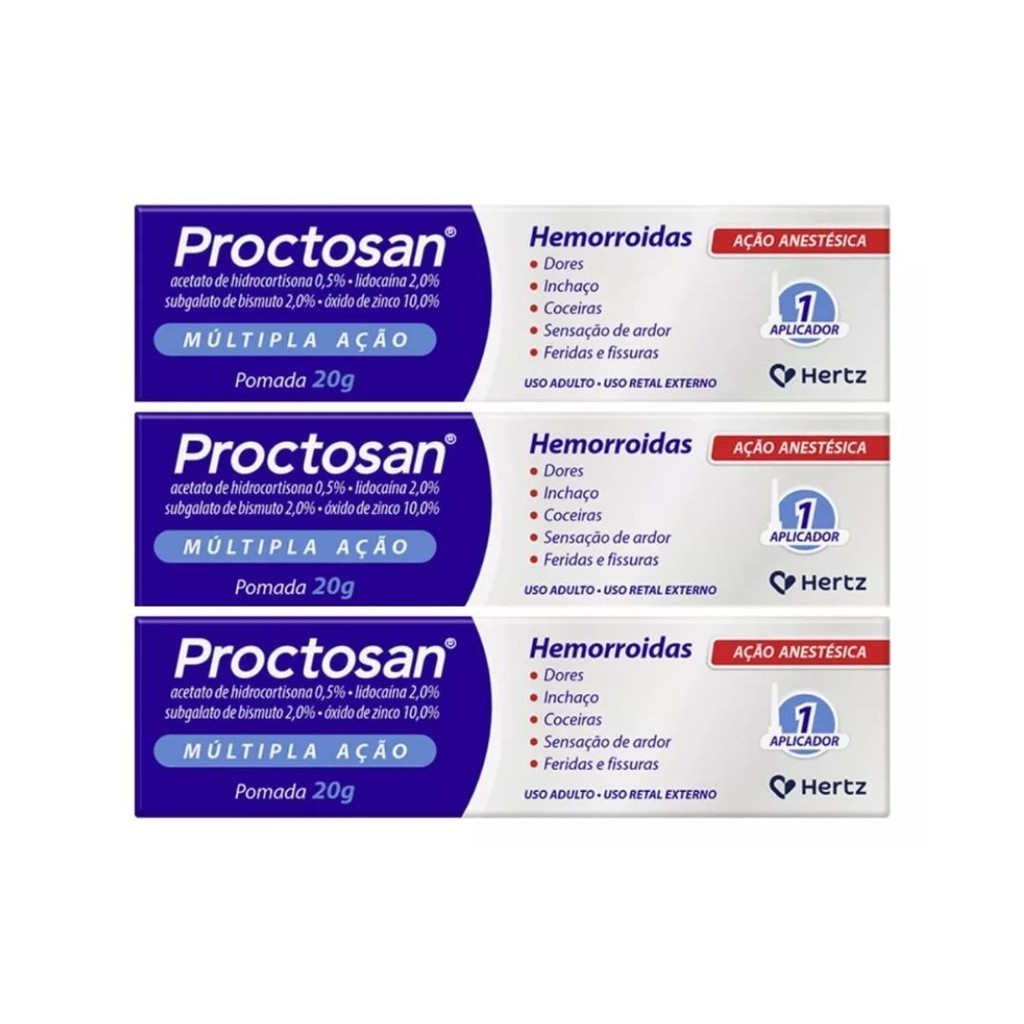 Kit C/ 3 Proctosan Pomada 20gr - Tratamento De Hemorroidas | Shopee Brasil