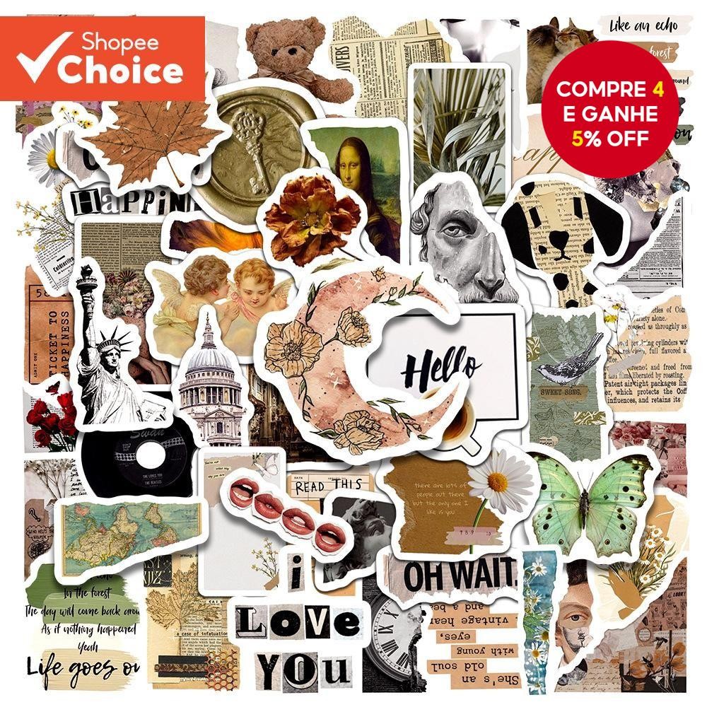 50 Peças Adesivos De Graffiti Da Série De Jornais Retrô Para Malas ...