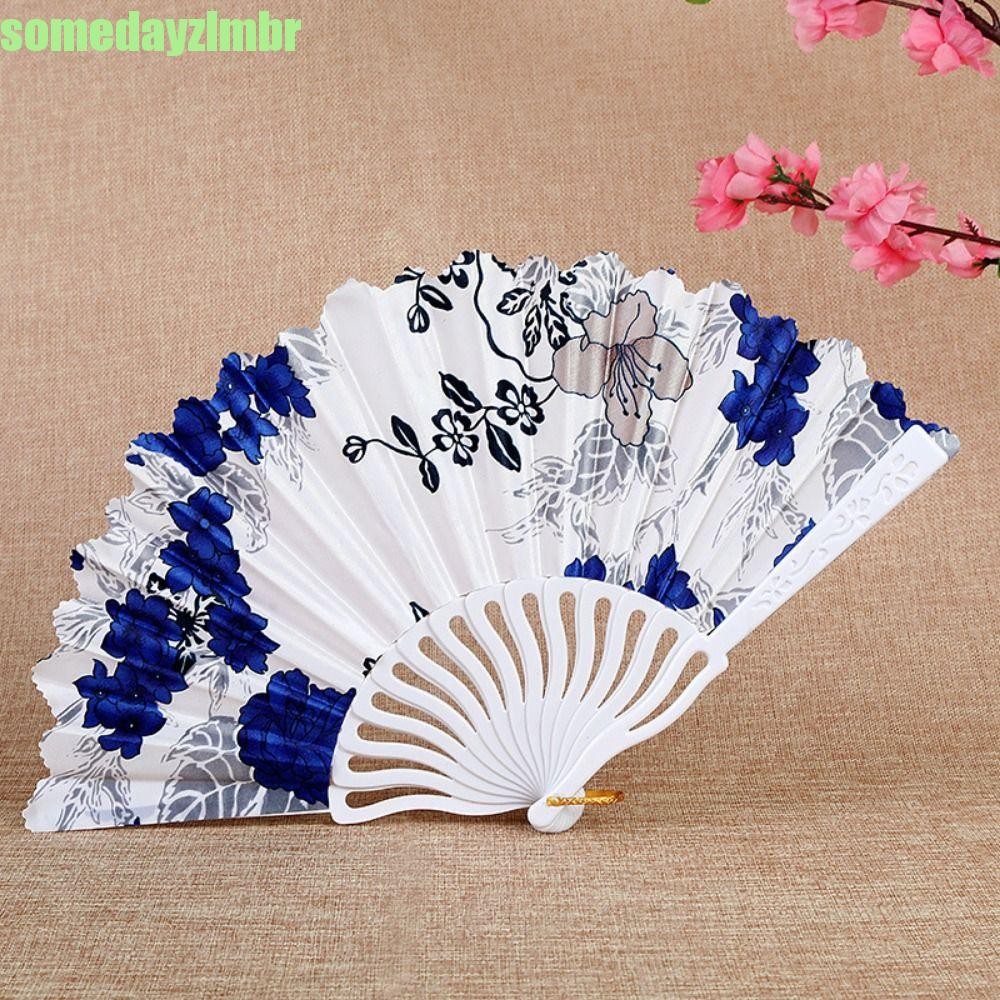 SOMEDAYZL0M Ventilador Dobrável De Bambu , Leque De Flores Portátil Com ...
