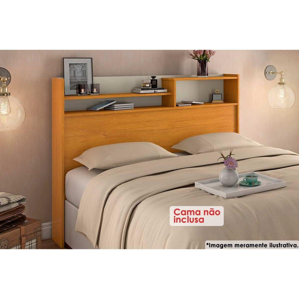 Cabeceira Cama Box Madeirado Cor Cinamomo/Off White Casal Roma c ...