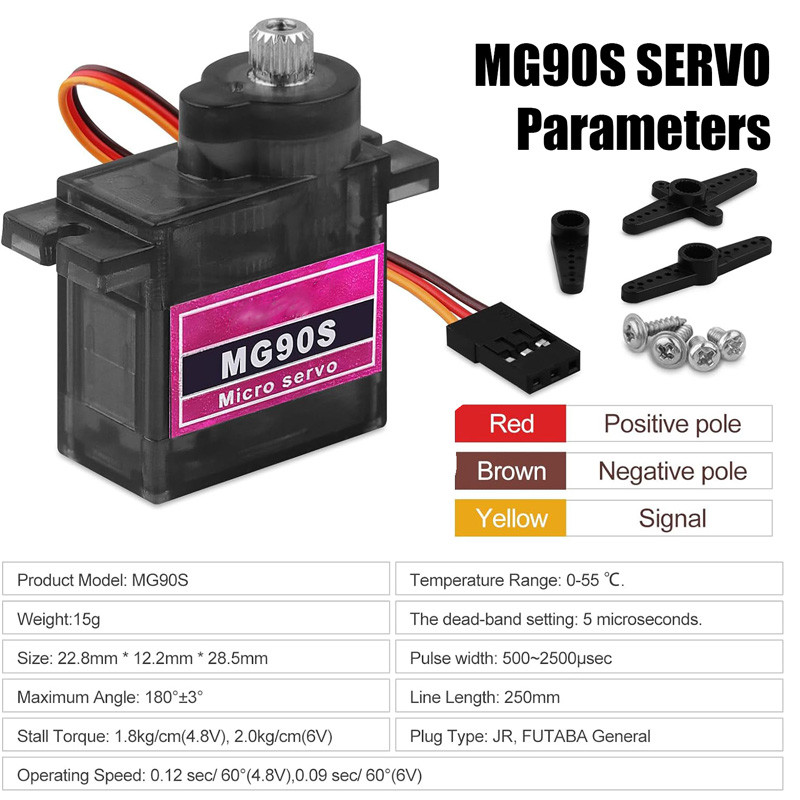 & hot shop 2/4/6/8/10PCS MG90S 9g Micro Servo Motor Metal Engrenagem ...