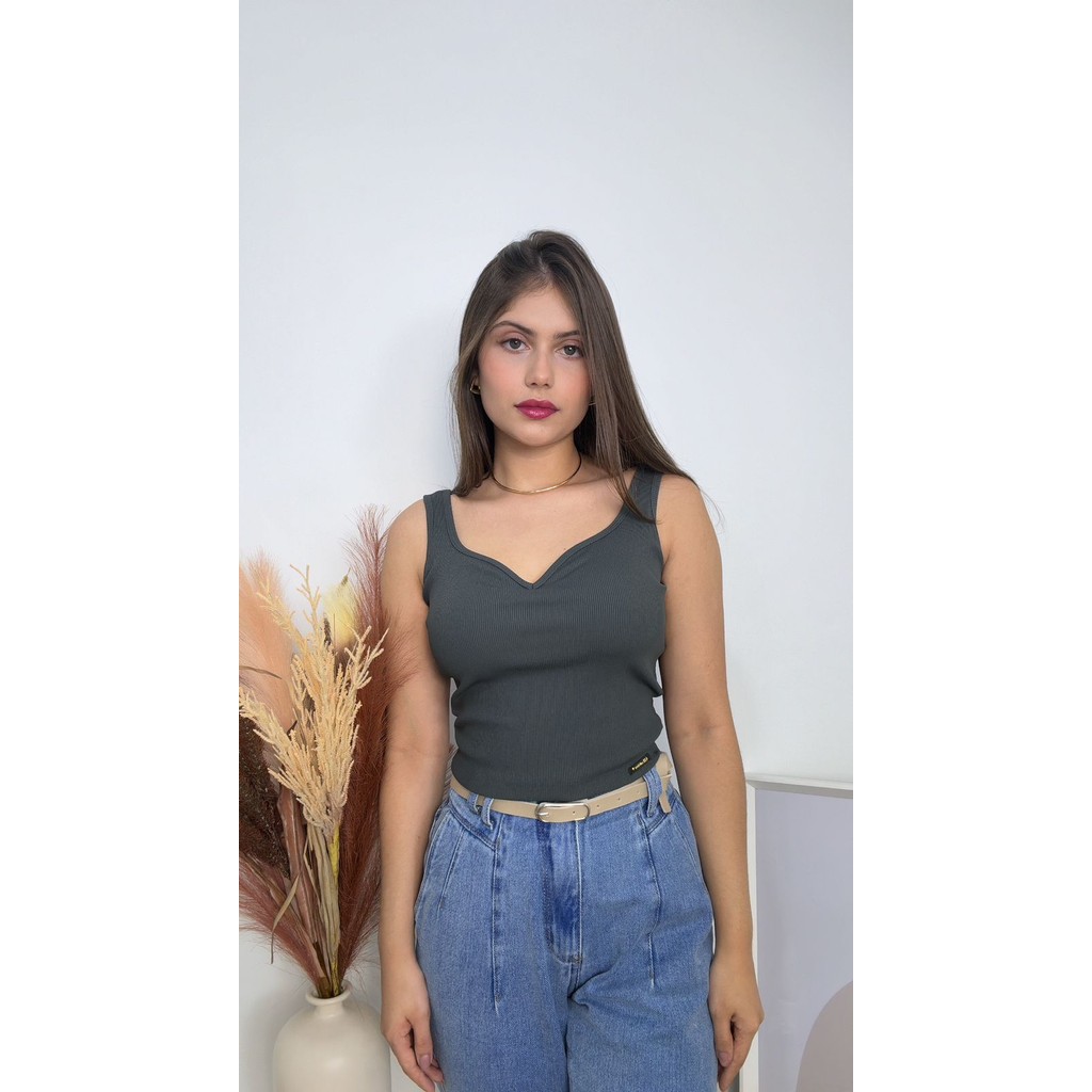 Cropped Marlune K2B canelado block | Shopee Brasil