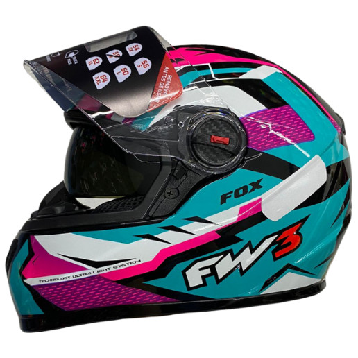 Capacete Fw3 Gtx Fox Azul / Tiffany C/ Oculos | Shopee Brasil