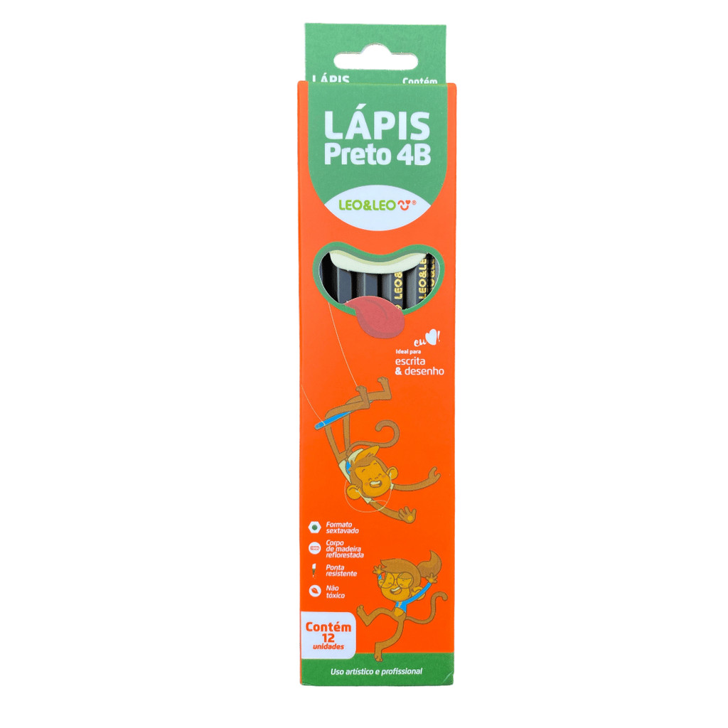 Lápis Preto Grafite Profissional 4B 12 unidades Leonora | Shopee Brasil