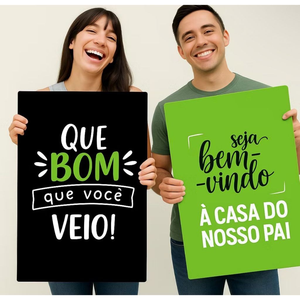 2 Placas Cristãs de Boas-Vindas | “Que Bom Que Você Veio” + “Seja Bem ...