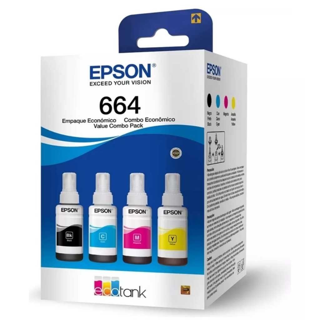 Kit 4 Tinta Original Epson T664 L555 L375 L380 L390 4 CORES | Shopee Brasil