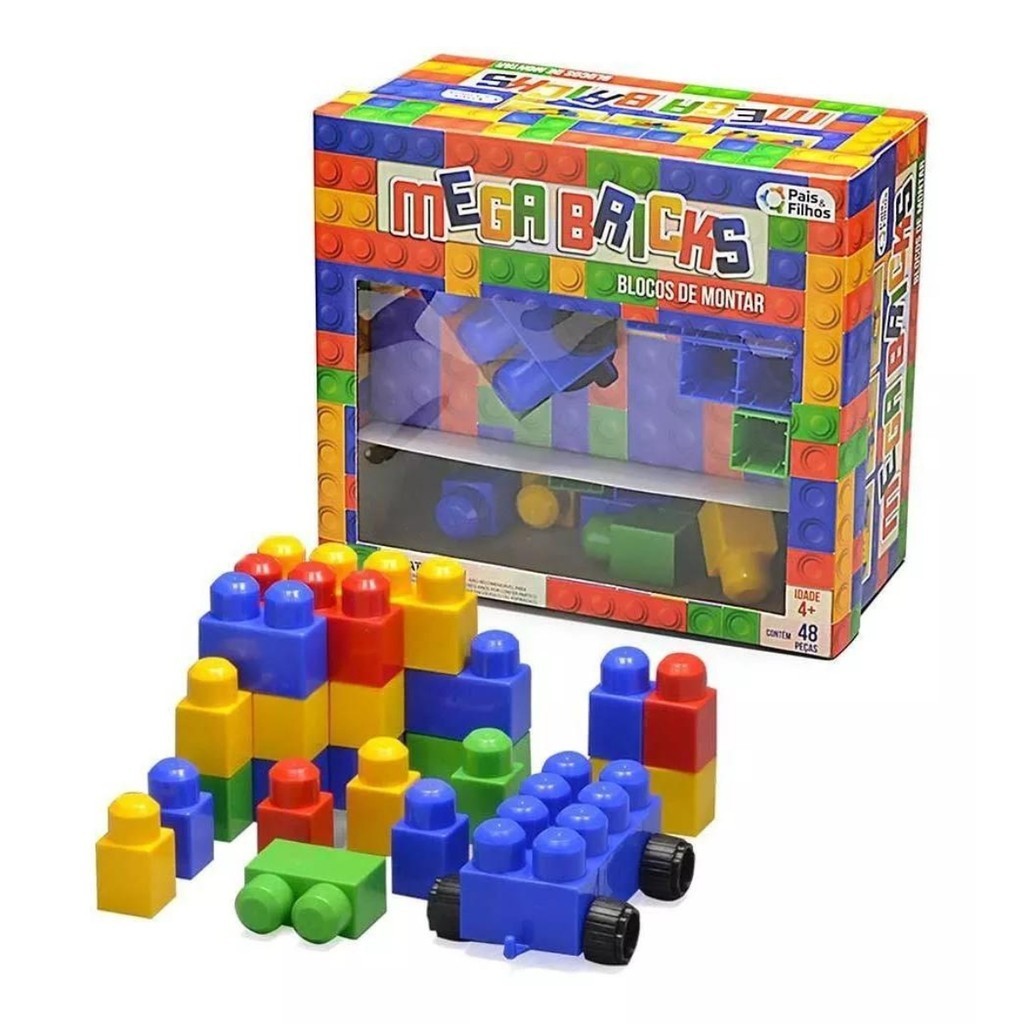 Blocos De Montar Mega Bricks 48 Peças - Pais E Filhos | Shopee Brasil
