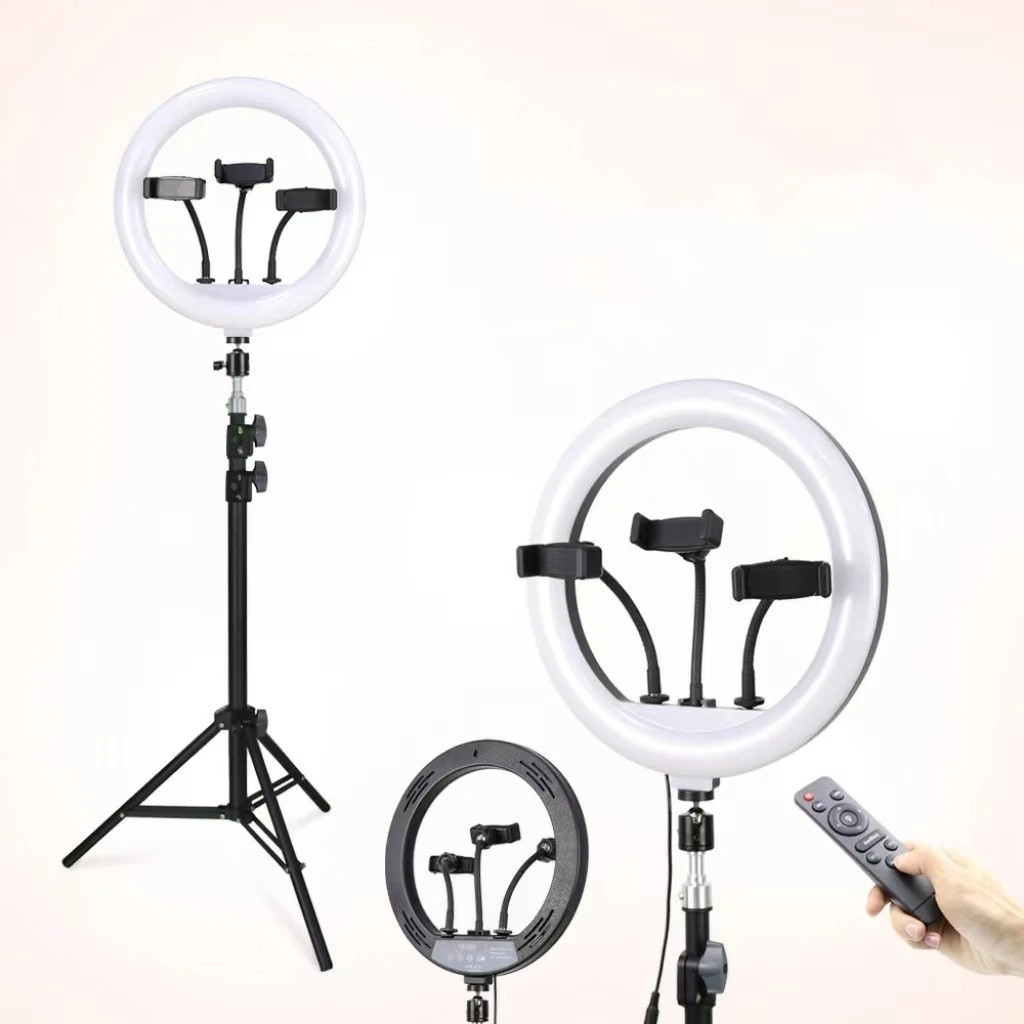 Ring Light Iluminador 36cm 14 Polegadas com Tripé de 2m, Controle, Suporte e Fonte | Shopee Brasil