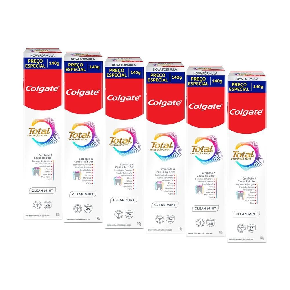 Kit Creme Dental Colgate Total Clean Mint 140g com 6 unidades | Shopee ...