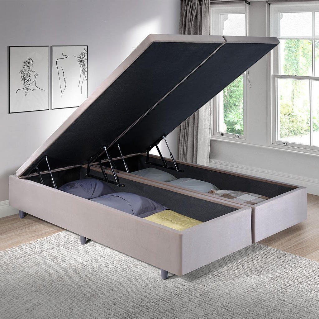 Base Box Baú Casal Bipartido 138x188x42cm Suede Bege | Shopee Brasil