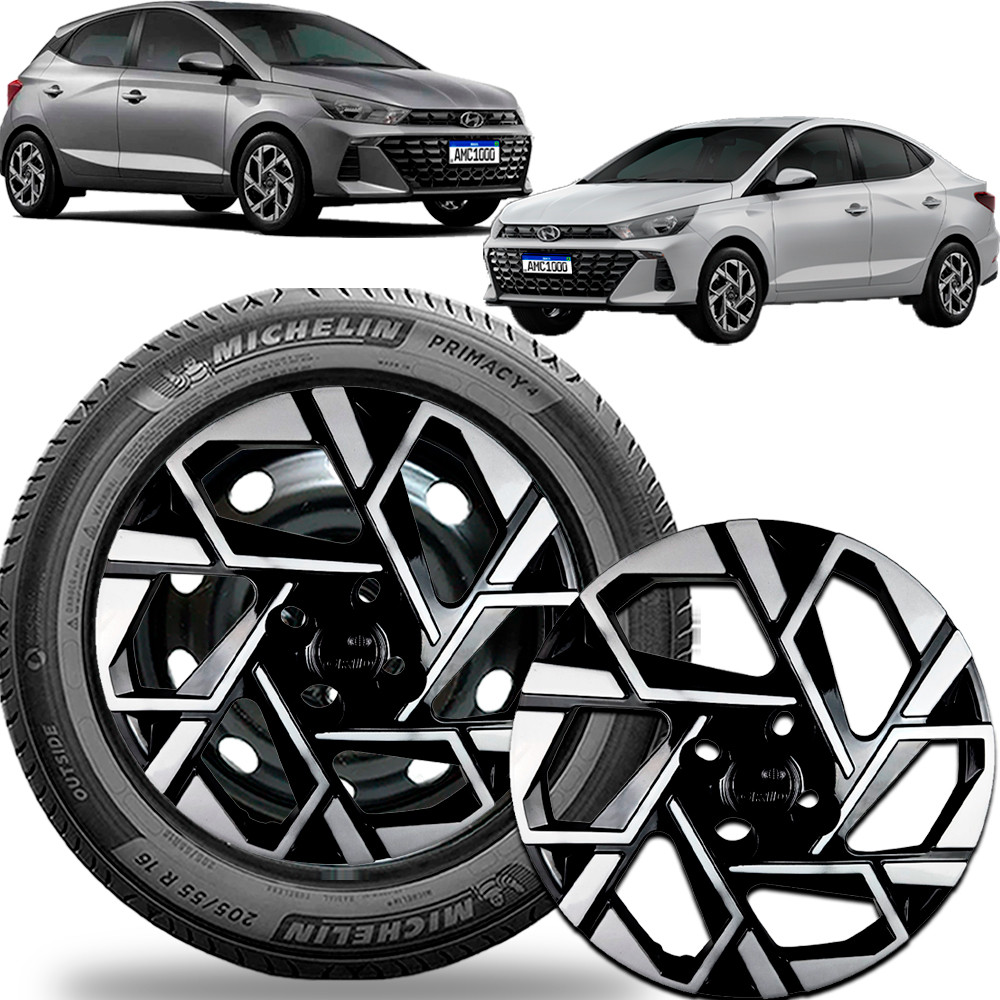 Par Calota Hb20 Hb20s 2024 Aro 14p Preto e Prata Parafuso | Shopee Brasil