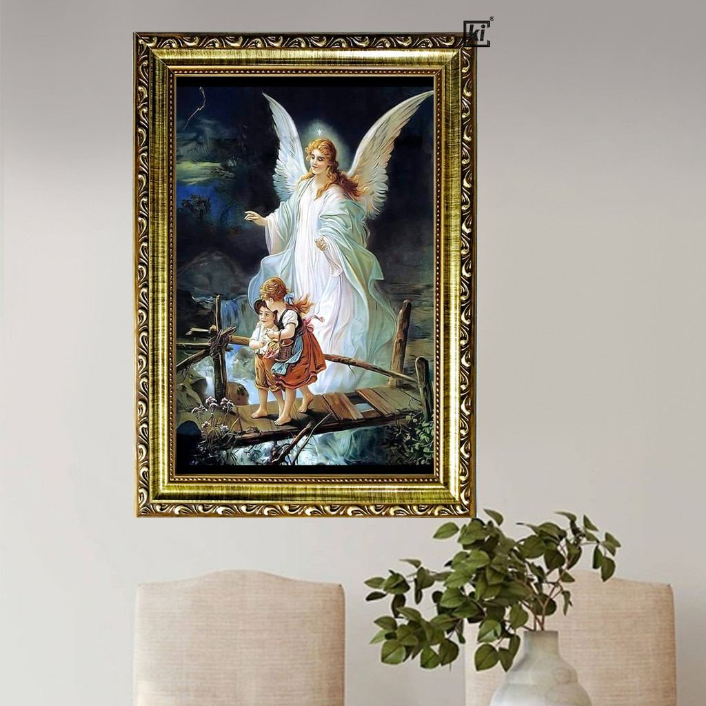 Quadro Moldura Catolico Anjo Da Guarda Santo Catolico Trabalhada ...