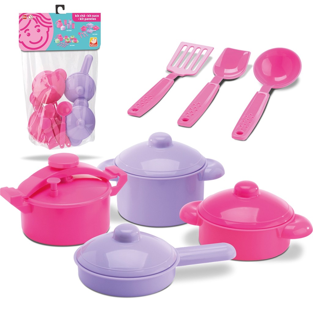 Brinquedo Kit Panelas Infantil Acessórios Para Cozinha Meninas Rosa Silmar Brinquedos | Shopee ...