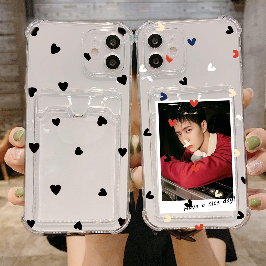 Capa Carteira Com Slot Para Cartão Fotográfico Love Heart Design Xiaomi ...