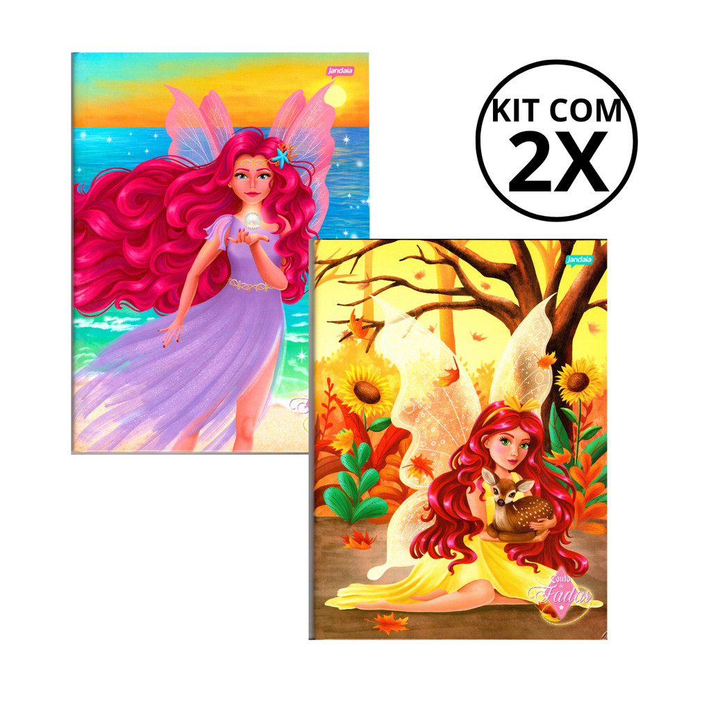 Kit Com 02 Caderno Brochura Universitário Conto De Fada 80 Folhas Stone ...