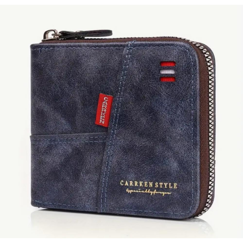 CARTEIRA MASCULINA MODERNA COM ZÍPER CARRKEN STYLE AZUL | Shopee Brasil