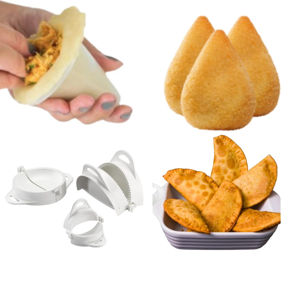 Kit Forma de Coxinha 3 Tamanhos e Forma Molde Pastel Salgados Risole 3 ...