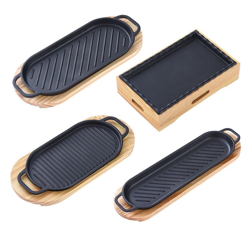 Chapa de Ferro Teppanyaki Redonda Estilo Coreano Panela Retangular para ...