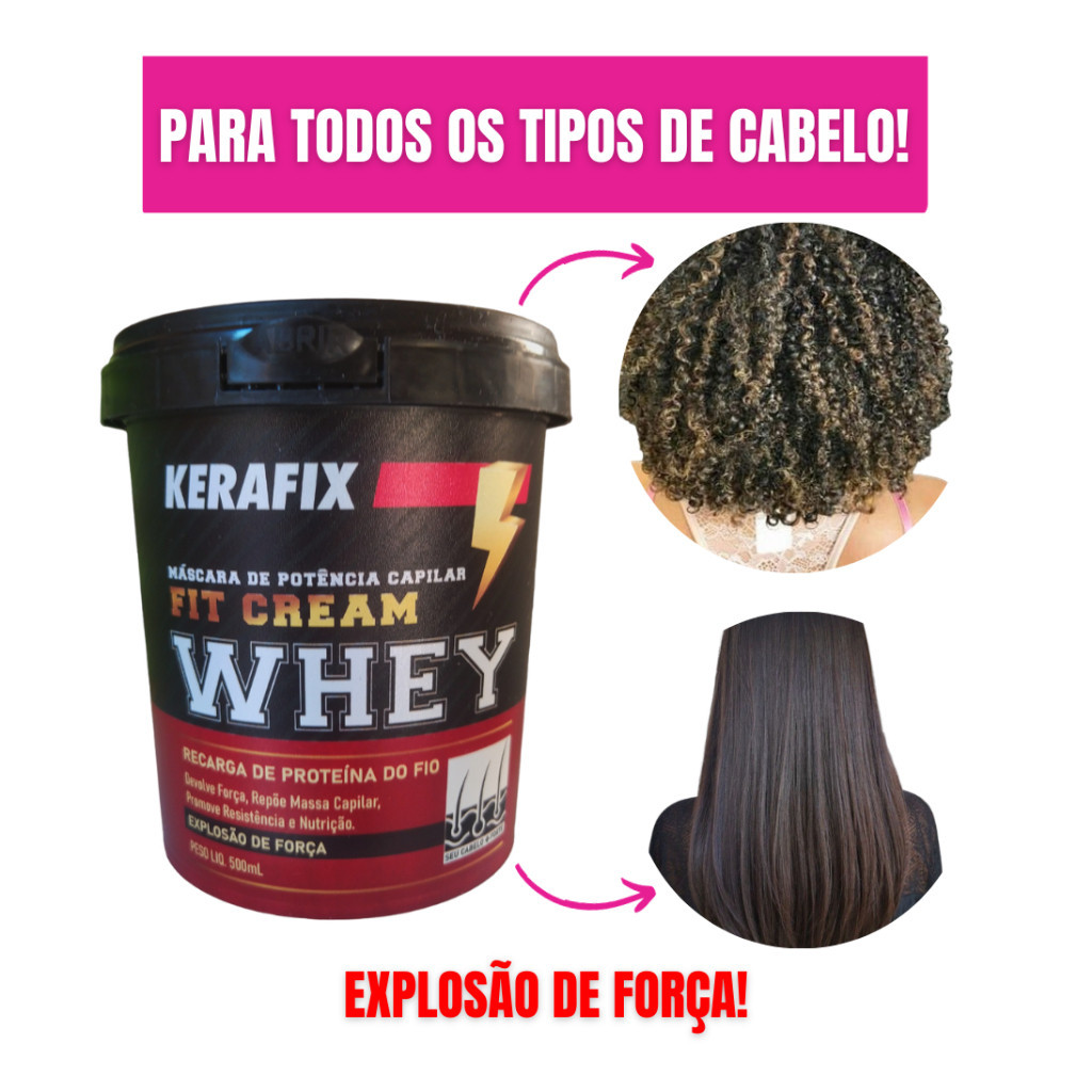 Máscara de Potência Capilar Fit Cream Whey 500ml Kerafix | Shopee Brasil