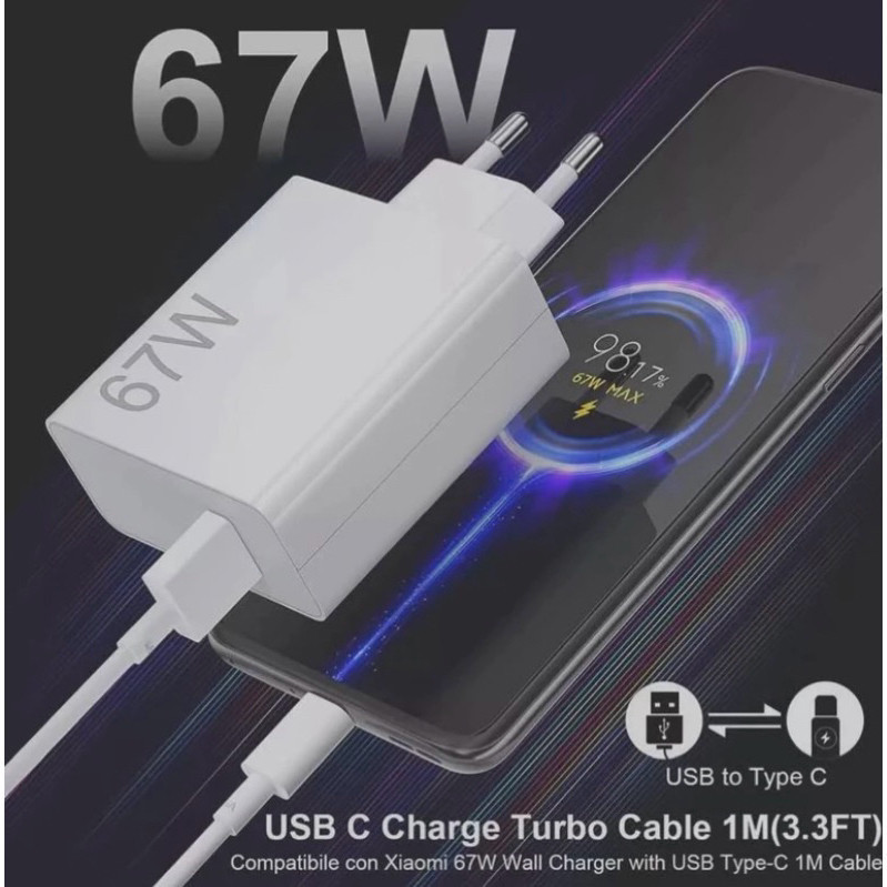kit Carregador Turbo Tipo C 67W Xiaomi Original Pronta Entrega Brasil | Shopee Brasil