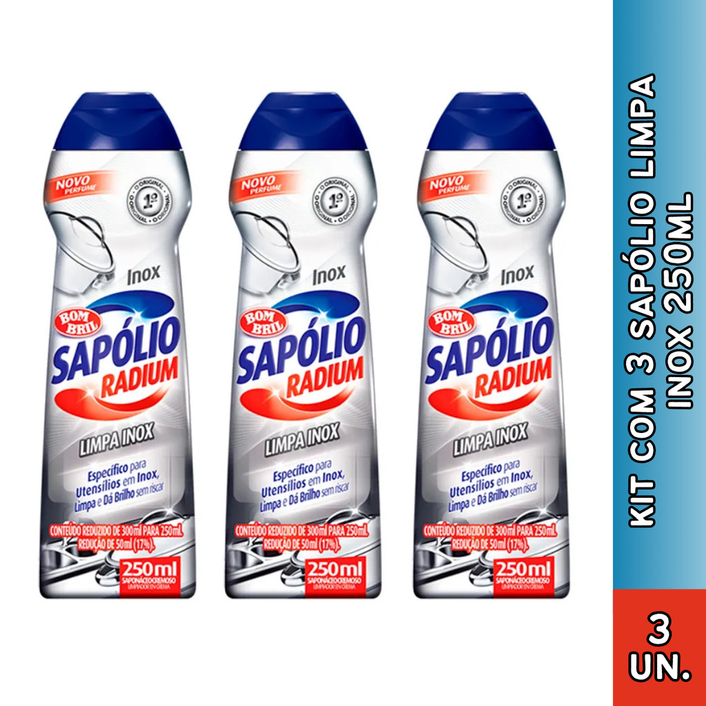 Kit de Limpa Inox Sapólio Radium Bombril 250 ml (2 ou 3 unds) | Shopee ...