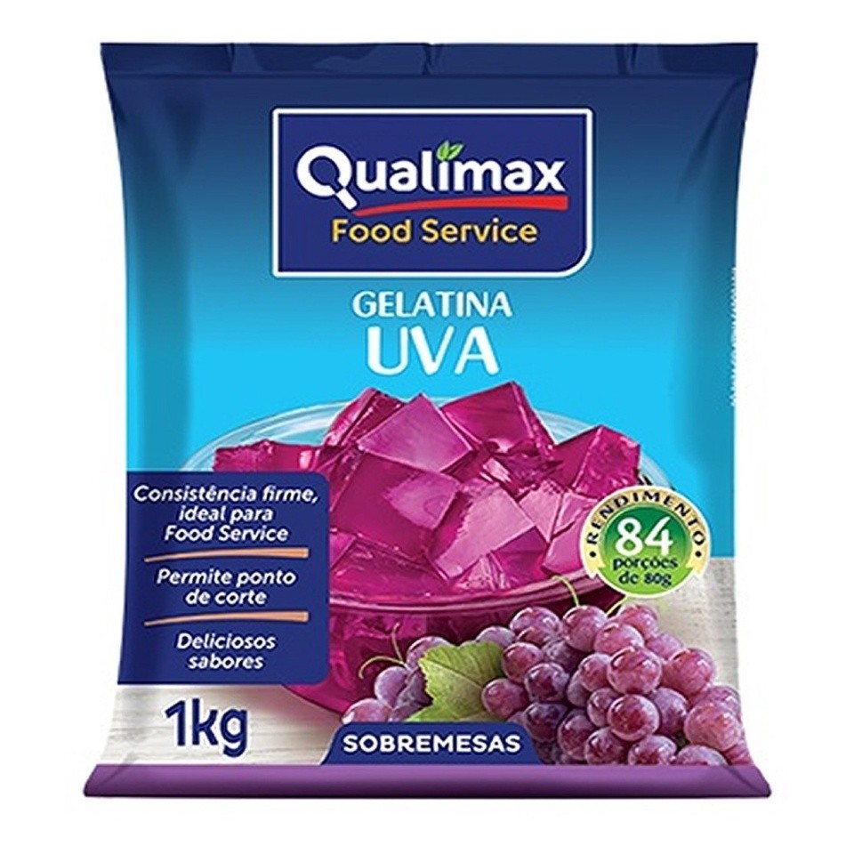 Gelatina em Pó Sabor Uva Qualimax 1kg - Food Service Rende 84 Porçoes ...