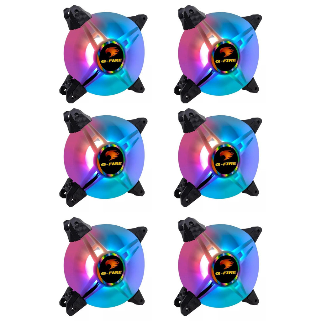 Kit 6 Fan Cooler Gamer Led Rgb 120x120mm | Shopee Brasil