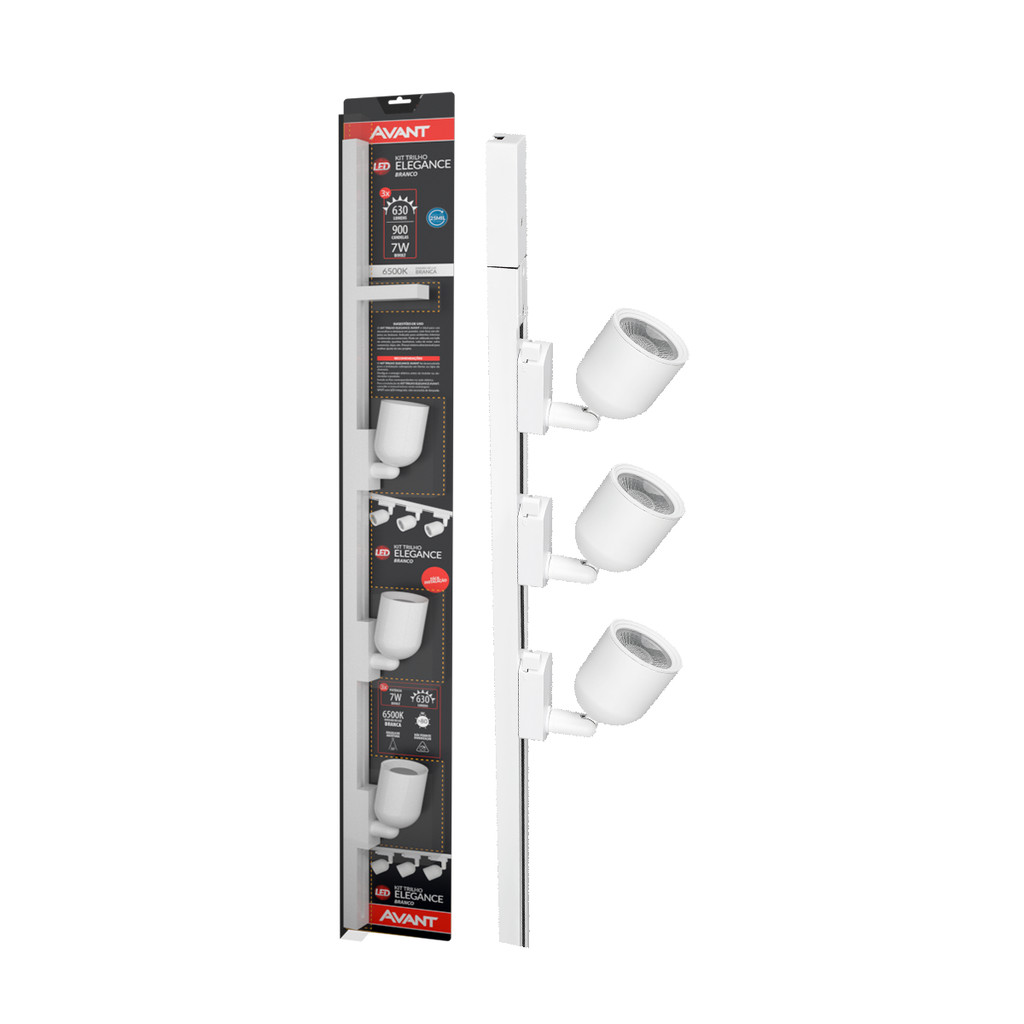Kit 3 Spot Led + Trilho Elegance 7w 6500k Branco Avant | Shopee Brasil