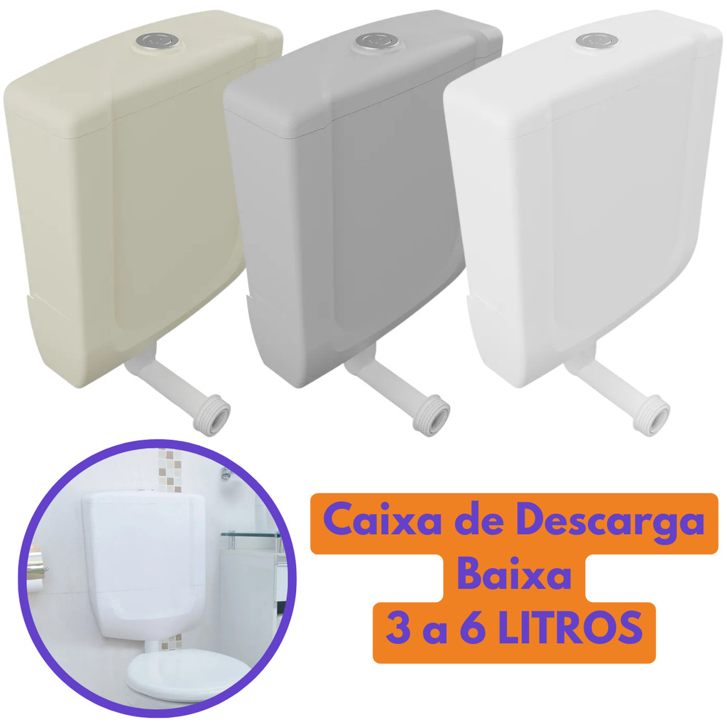 Caixa De Descarga Baixa Astra Branca 6L Duplo Acionamento | Shopee Brasil