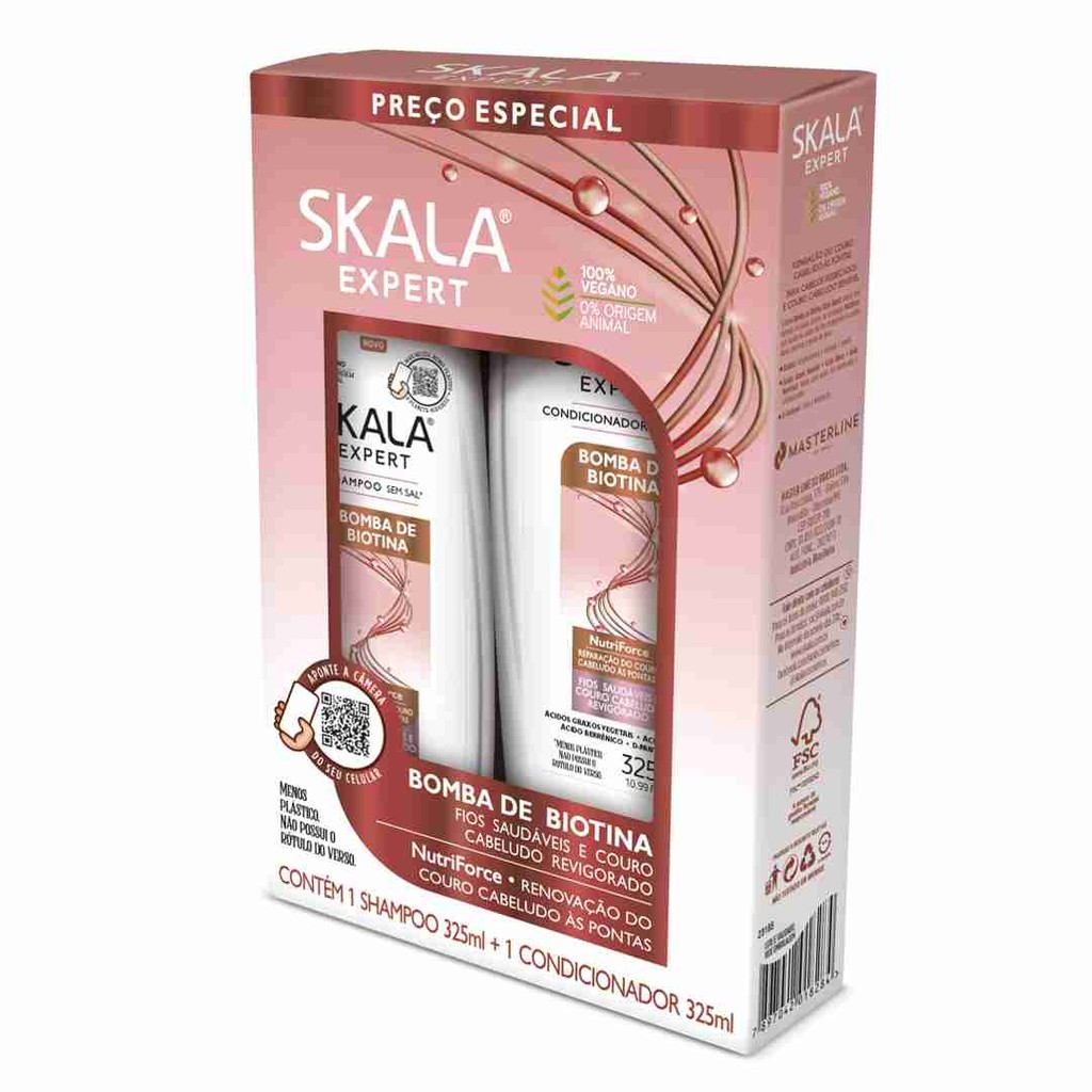 KIT SKALA SH + COND 325ML EXPERT BOMBA BIOTINA | Shopee Brasil