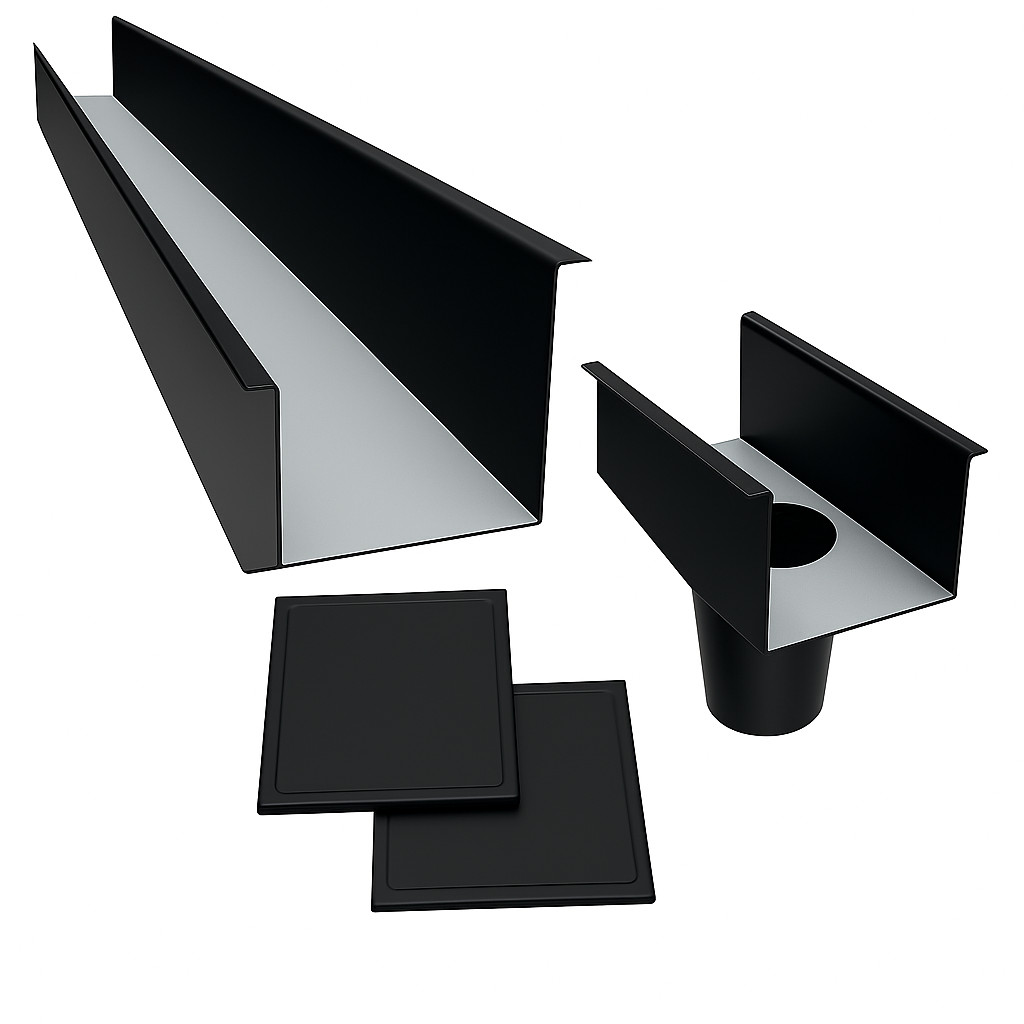 KIT CALHA QUADRADA (COCHO / CALHA EM U) PRETA – CORTE 40 – PRONTO PARA ...