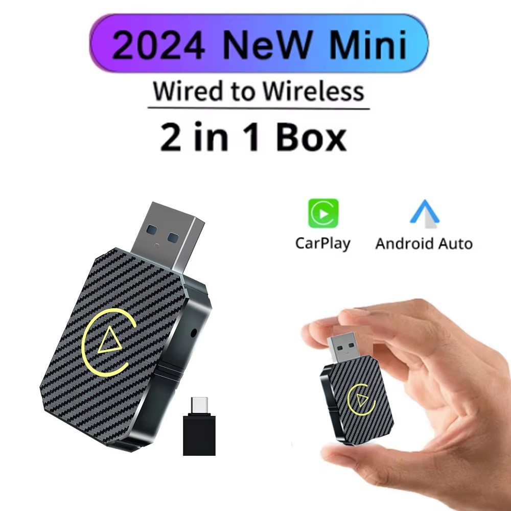 Wireless Carplay Android Auto Adapter 2 in 1 Mini Box Plug&Play CarPlay AI Box BT WiFi for Wired ...