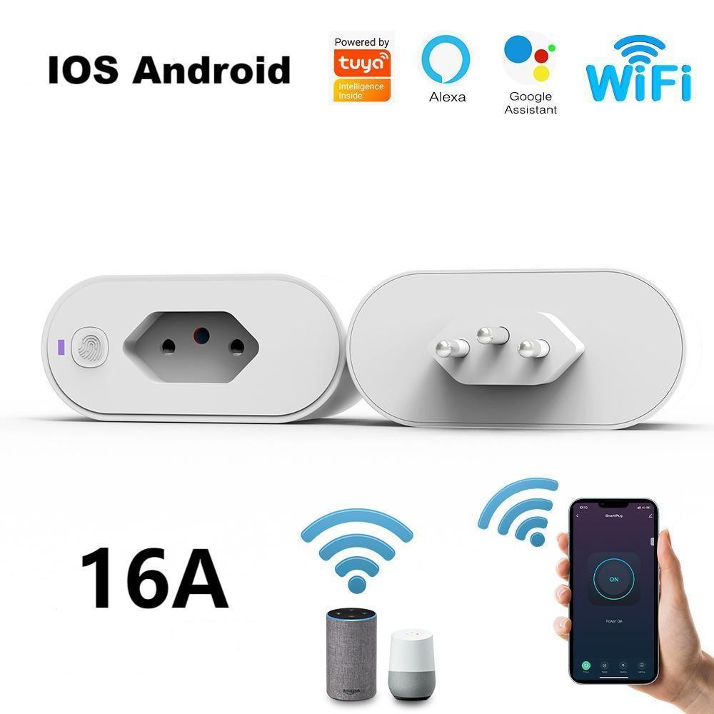 Tomada Inteligente Alexa Wi-Fi Tuya,Smart Plug,16A, AC100~240V,Alexa e Google Home,App Control ...