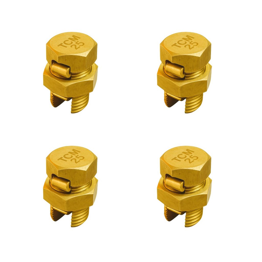 4 Conector Split Bolt 25mm Latão Sistemas Aterramento Emendas Elétricas ...