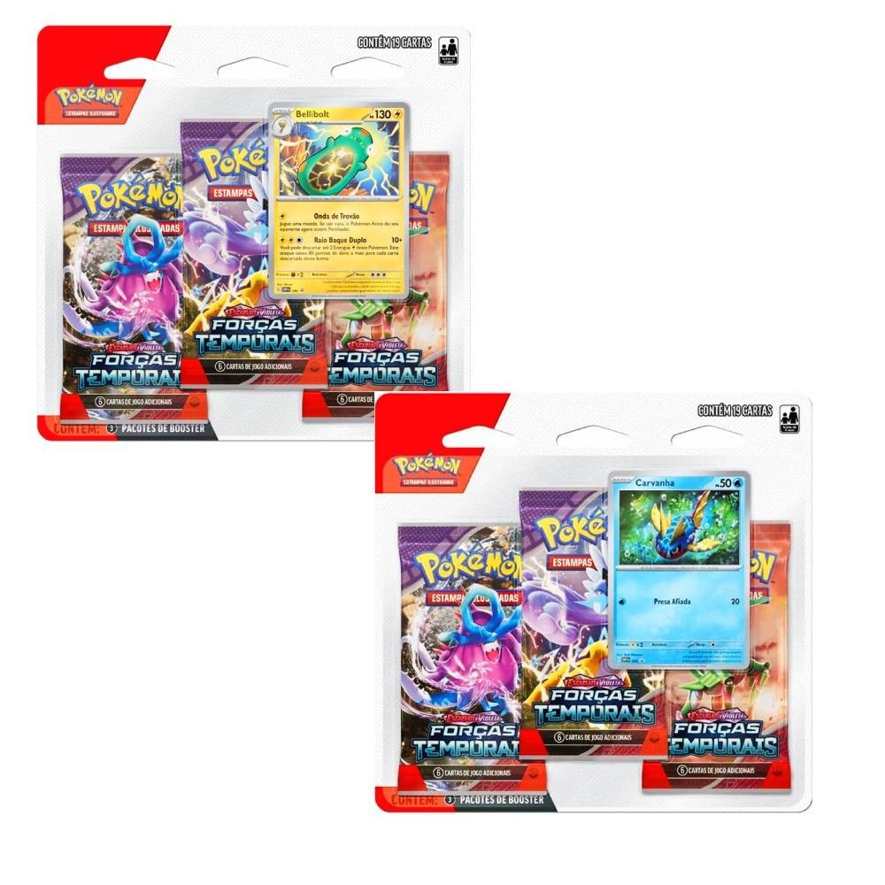 Cartas Pokémon Blister Triplo Ev05 Bellibolt Carvanha Copag Shopee Brasil