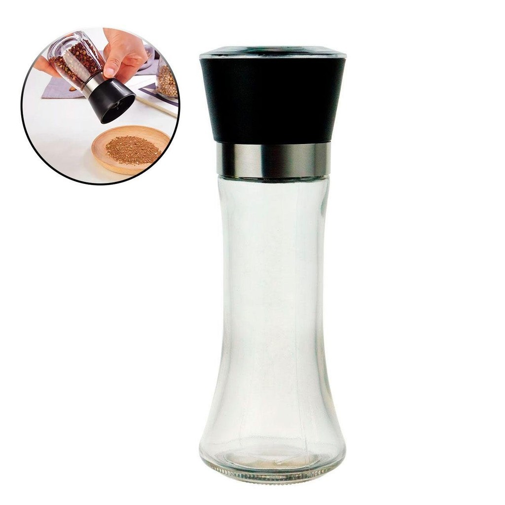 Moedor De Temperos Especiarias Pimenta Sal Em Vidro Premium | Shopee Brasil